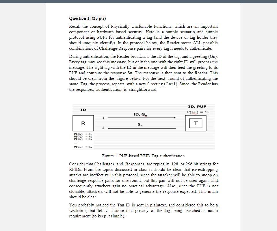 Solved Question 1. (25 pts) Recall the concept of Physically | Chegg.com