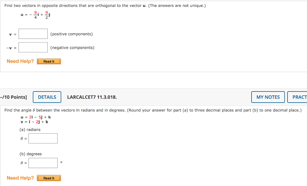 Solved Find two vectors in opposite directions that are | Chegg.com