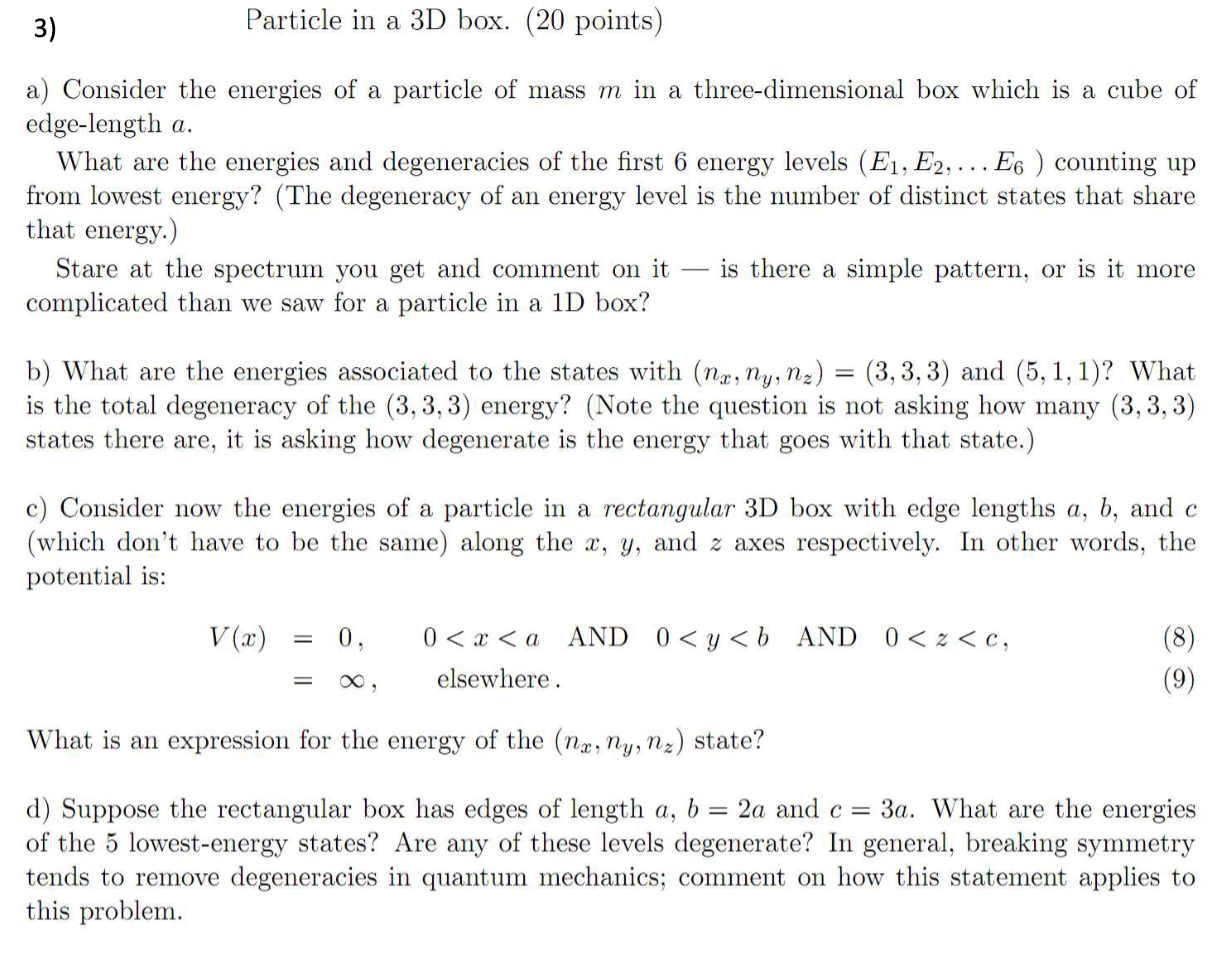 Solved 3) a) Consider the energies of a particle of mass m | Chegg.com