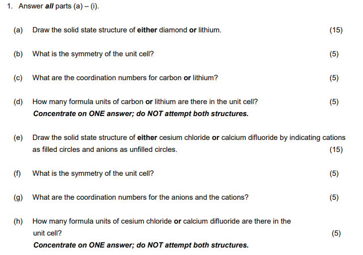 Solved 1. Answer all parts (a) (i) (a) Draw the solid state | Chegg.com
