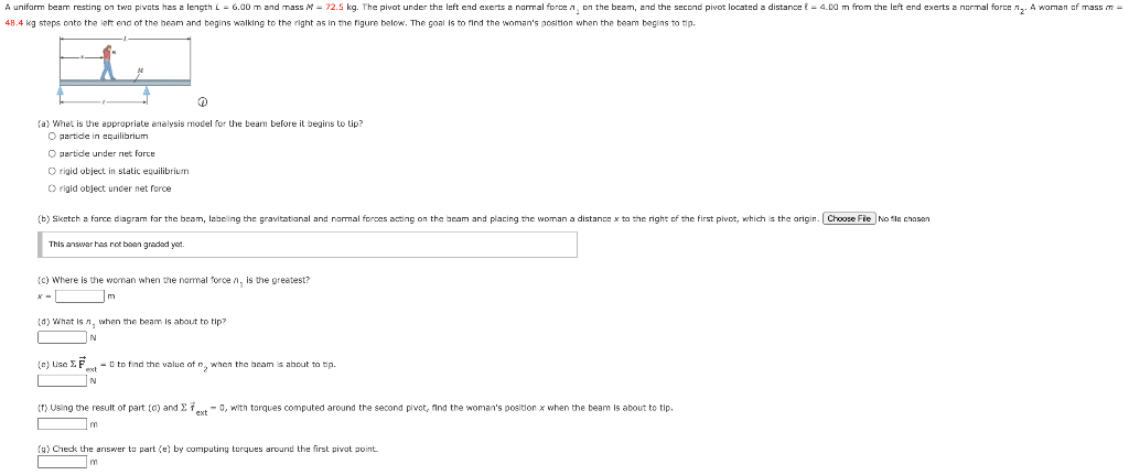 Solved A uniform bear resting on two pivats has a length 1 = | Chegg.com