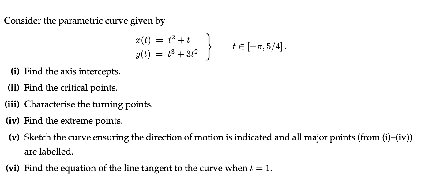 Solved Consider the parametric curve given by | Chegg.com