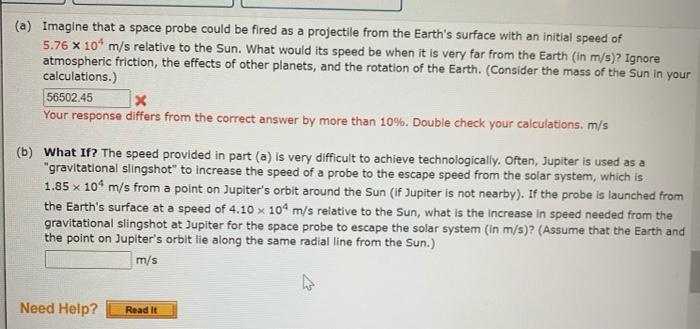 Solved imagine that a space probe could be fired as a | Chegg.com