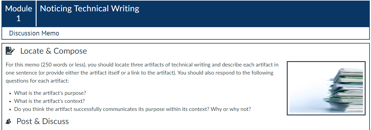 Solved Module Noticing Technical Writing 1 Discussion Memo | Chegg.com