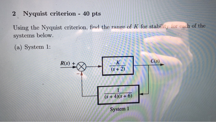 Solved 2 Nyquist criterion 40 pts Using the Nyquist | Chegg.com
