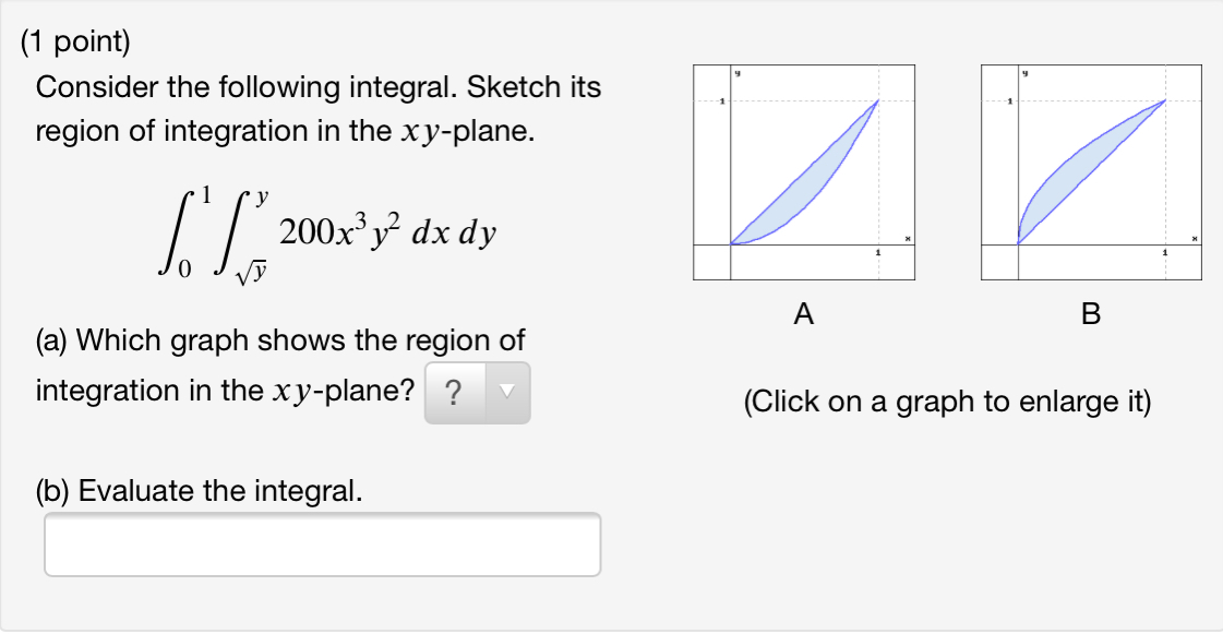 Solved (1 point) Consider the following integral. Sketch its | Chegg.com