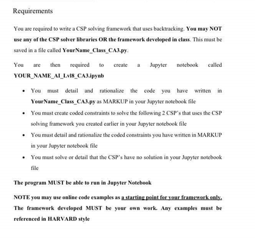 Solved Requirements You are required to write a CSP solving | Chegg.com