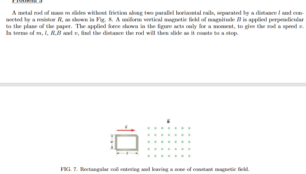 Solved A metal rod of mass m slides without friction along | Chegg.com