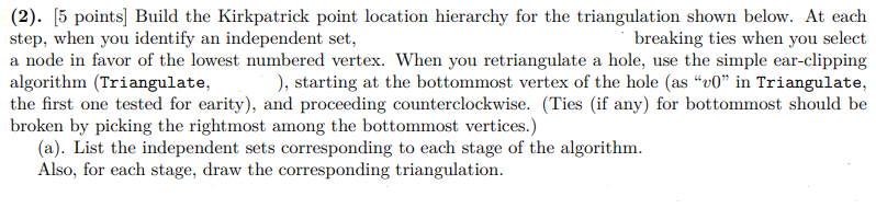Solved (2). [5 points] Build the Kirkpatrick point location | Chegg.com