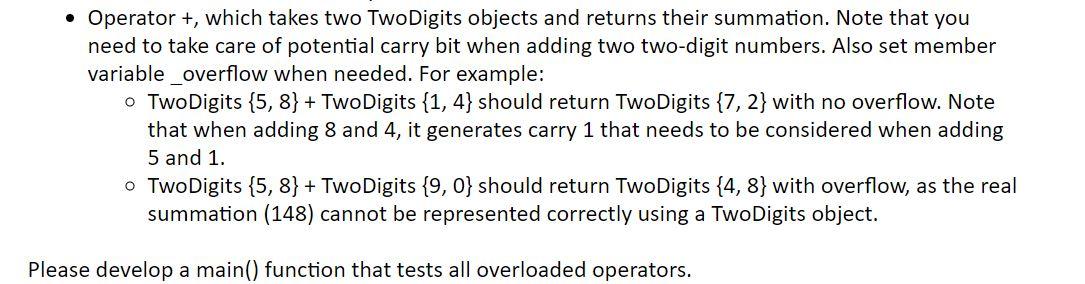 Solved Design a class named TwoDigits, which is used to | Chegg.com