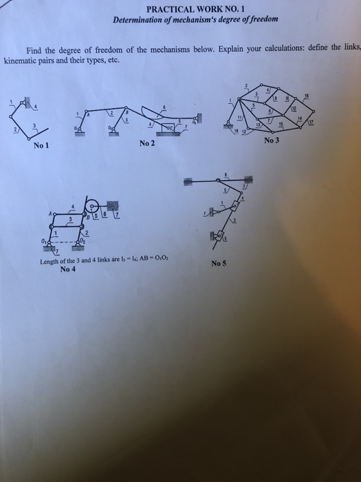 Solved PRACTICAL WORK NO. 1 Determination of mechanism's | Chegg.com