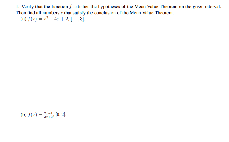 Solved 1. Verify that the function f satisfies the | Chegg.com