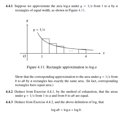 Solved 4.4.1 Suppose we approximate the area loga under y = | Chegg.com