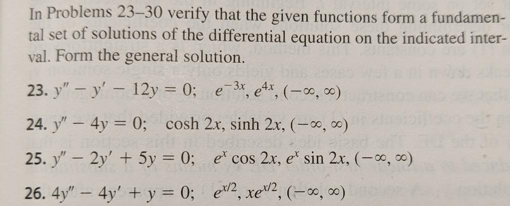 In Problems 23−30 verify that the given functions | Chegg.com