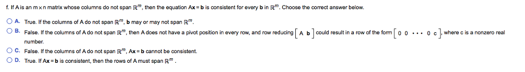 Solved A Every Matrix Equation Ax B Corresponds To A Vector