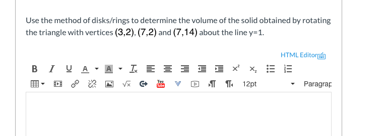 Solved Use the method of disks/rings to determine the volume | Chegg.com