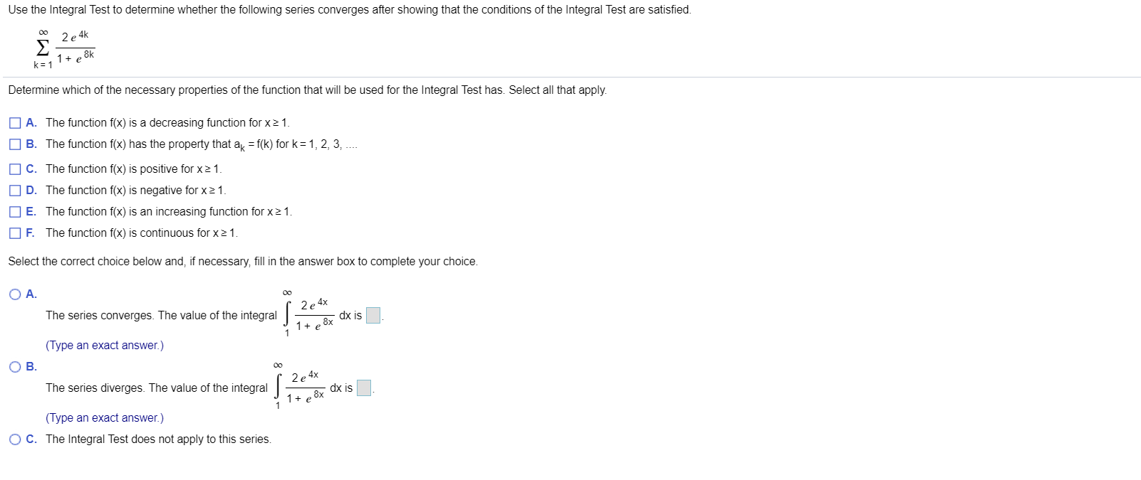 Solved Use The Integral Test To Determine Whether The