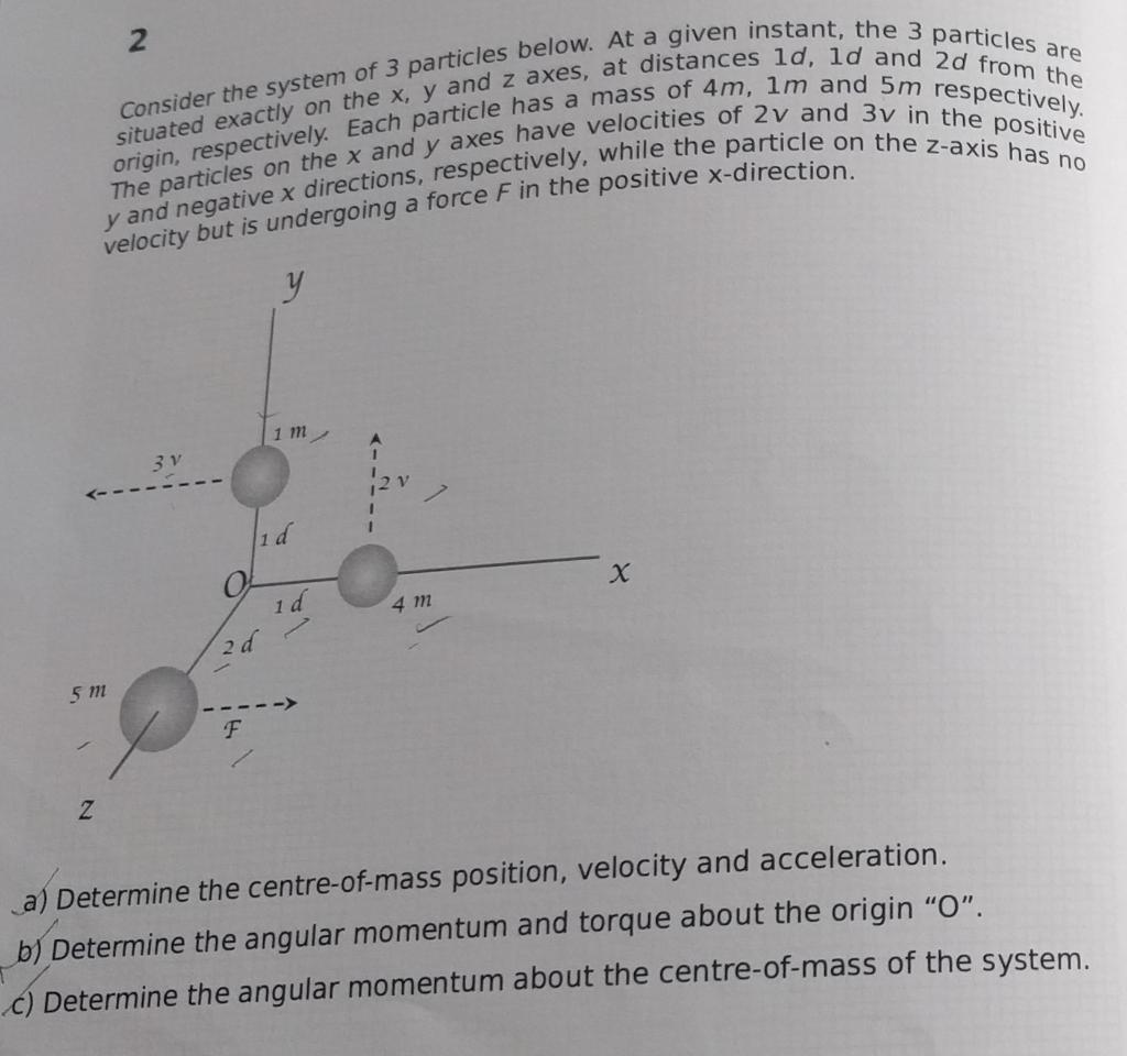 Solved 2 Consider the system of 3 particles below. At a | Chegg.com