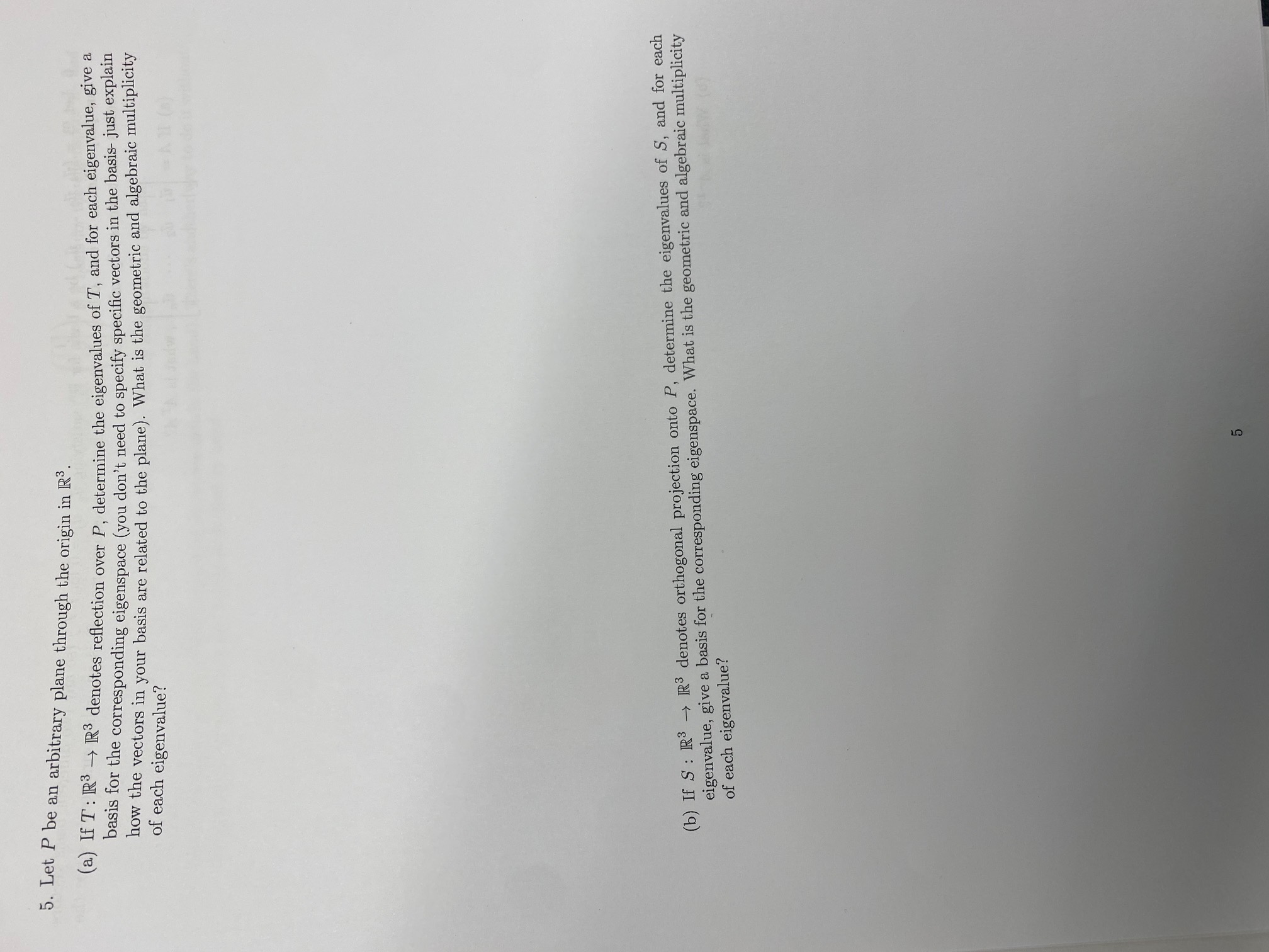 5. Let P be an arbitrary plane through the origin in | Chegg.com