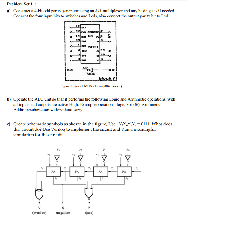 Solved Problem Set 11: a) Construct a 4-bit odd parity | Chegg.com