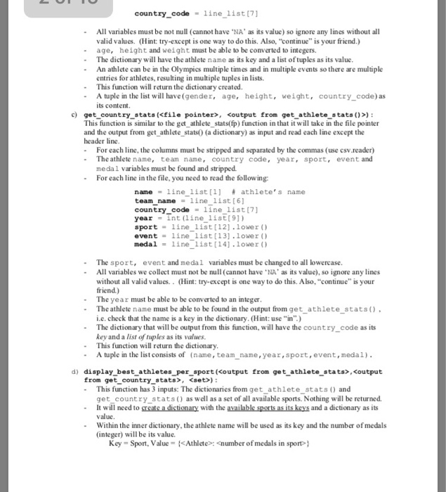 Solved Assignment Overview Dictionaries Lists and tuples | Chegg.com