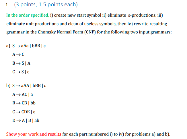 Solved 1. (3 points, 1.5 points each) In the order | Chegg.com
