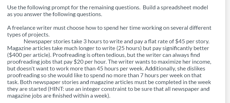 Solved Use the following prompt for the remaining questions. | Chegg.com