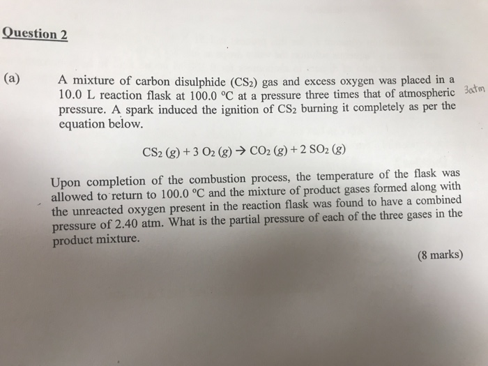 Solved Question 2 (a) A mixture of carbon disulphide (CS2) | Chegg.com