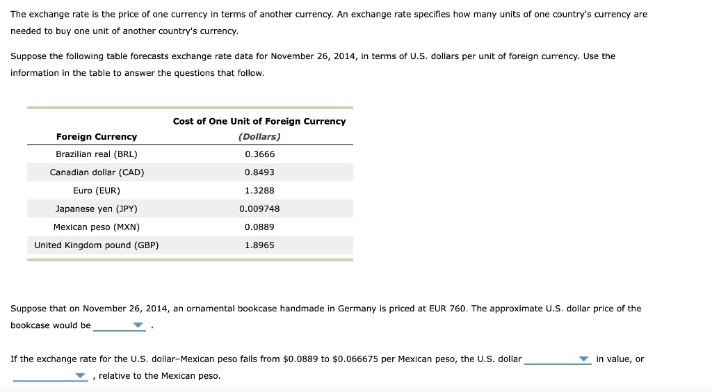 Solved The exchange rate is the price of one currency in | Chegg.com