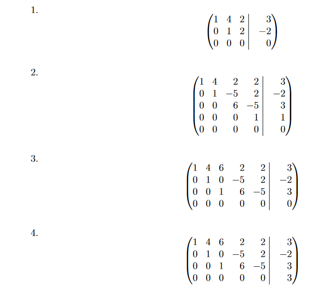 Solved What is the solution to each of these row echelon | Chegg.com