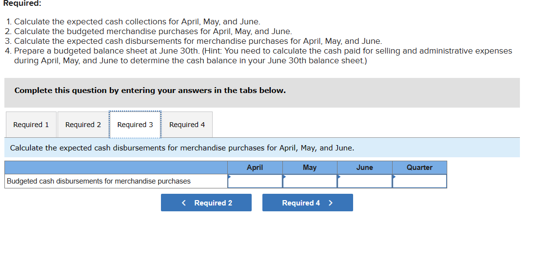 Solved 1. Calculate the expected cash collections for April, | Chegg.com