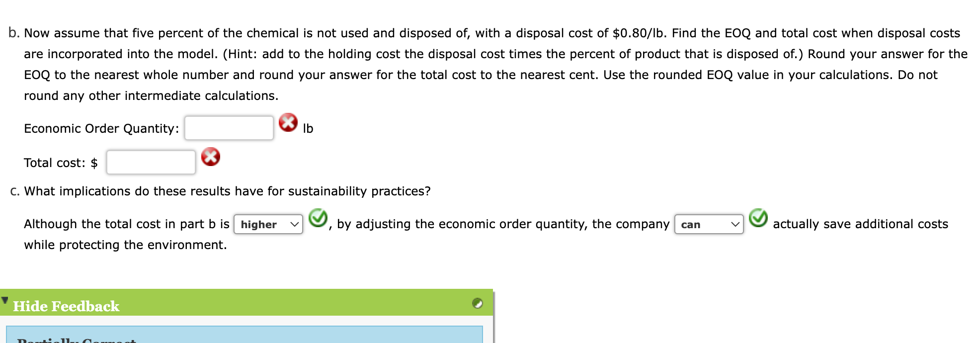 Environmental considerations, material losses, and | Chegg.com