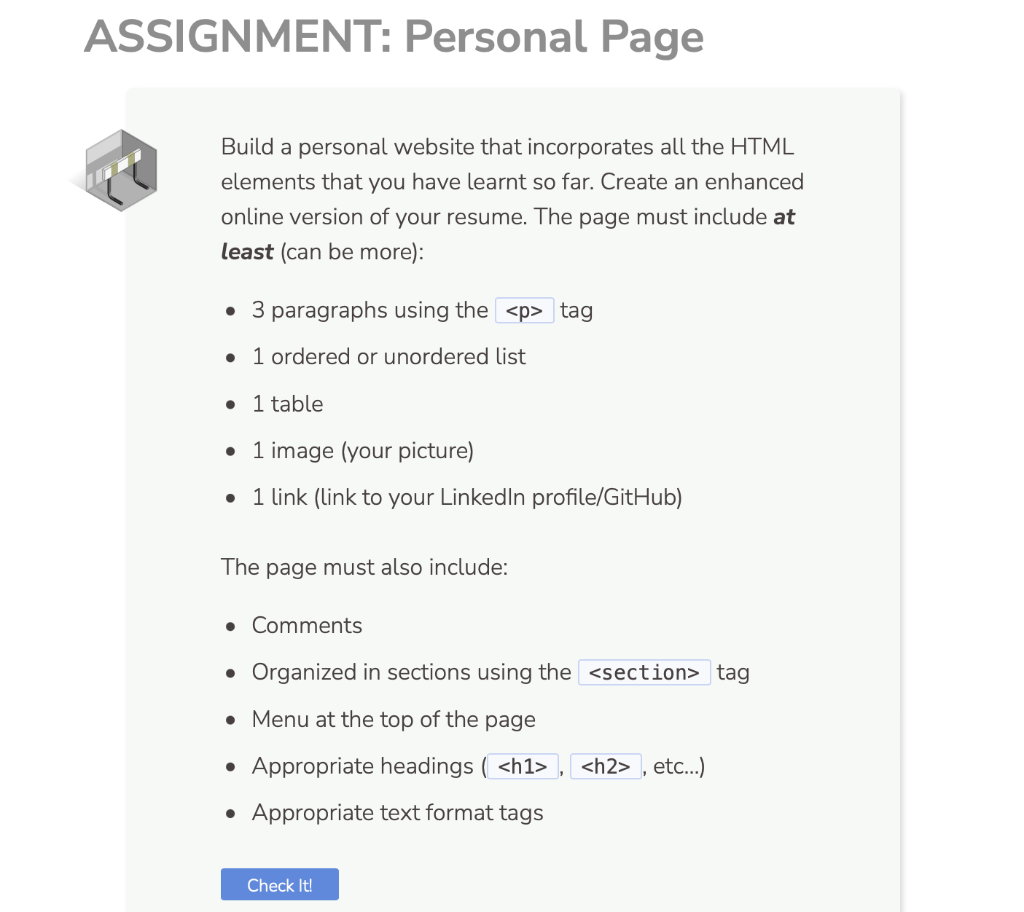 Solved ASSIGNMENT: Personal Page Build a personal website | Chegg.com