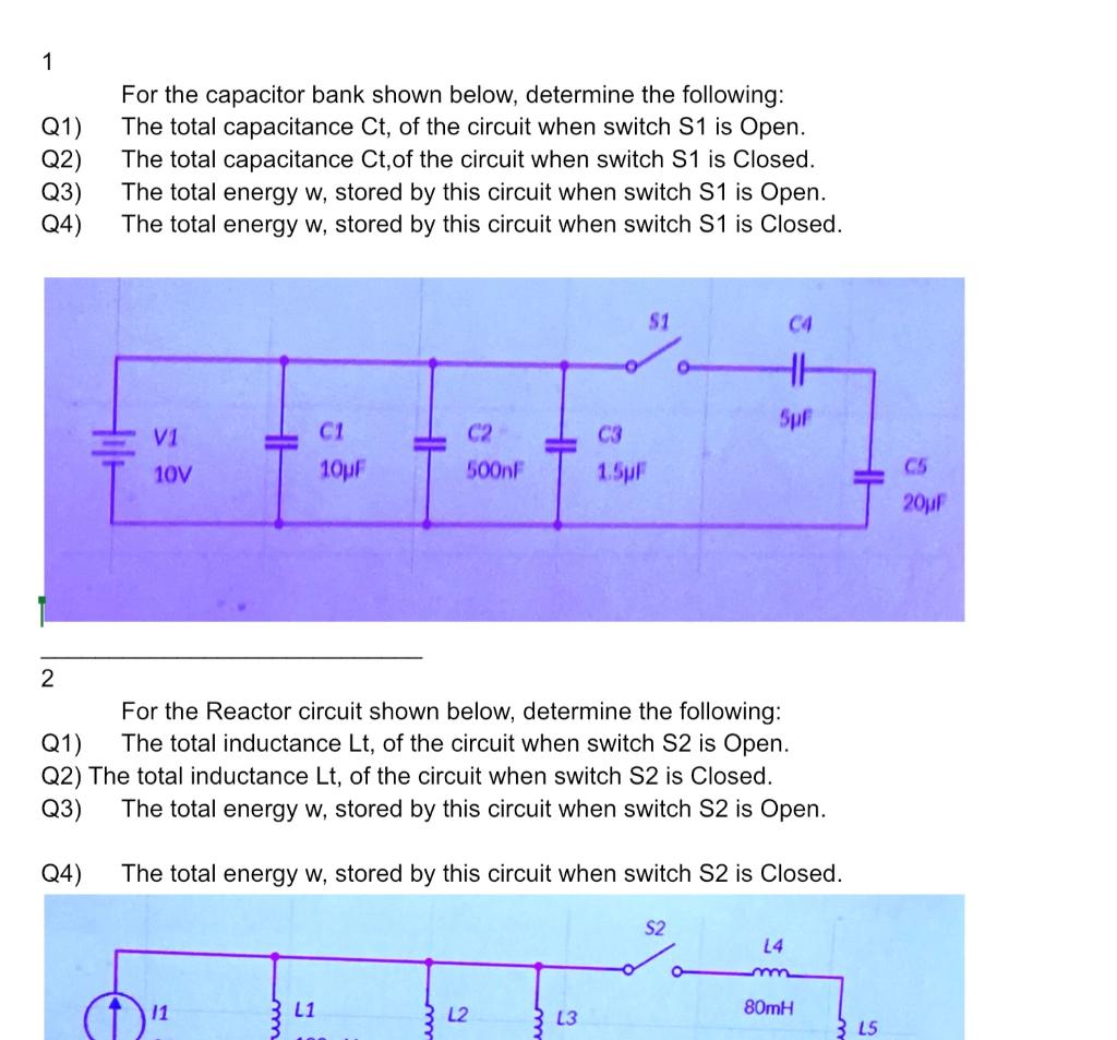 Solved 1 For the capacitor bank shown below, determine the | Chegg.com