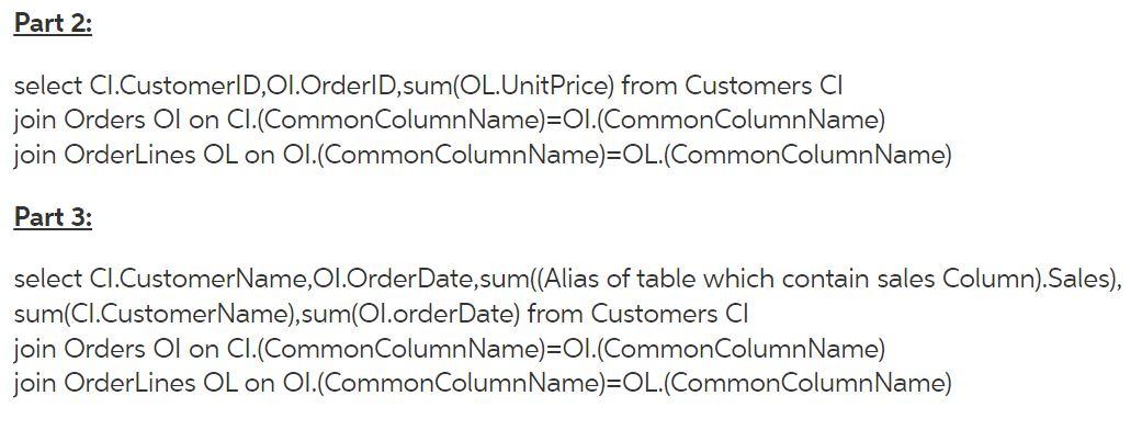 Part 2 Using WideWorldImporters database and the | Chegg.com
