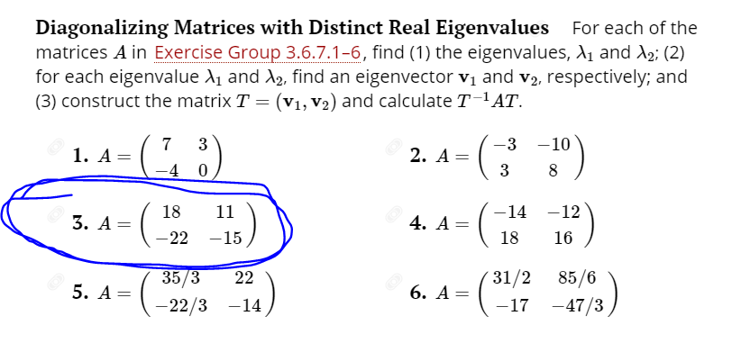 Solved Diagonalizing Matrices With Distinct Real Eigenvalues 0825