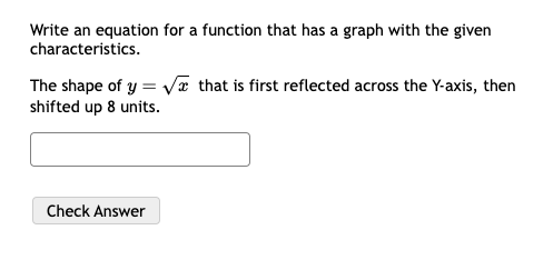 Solved Write an equation for a function that has a graph | Chegg.com