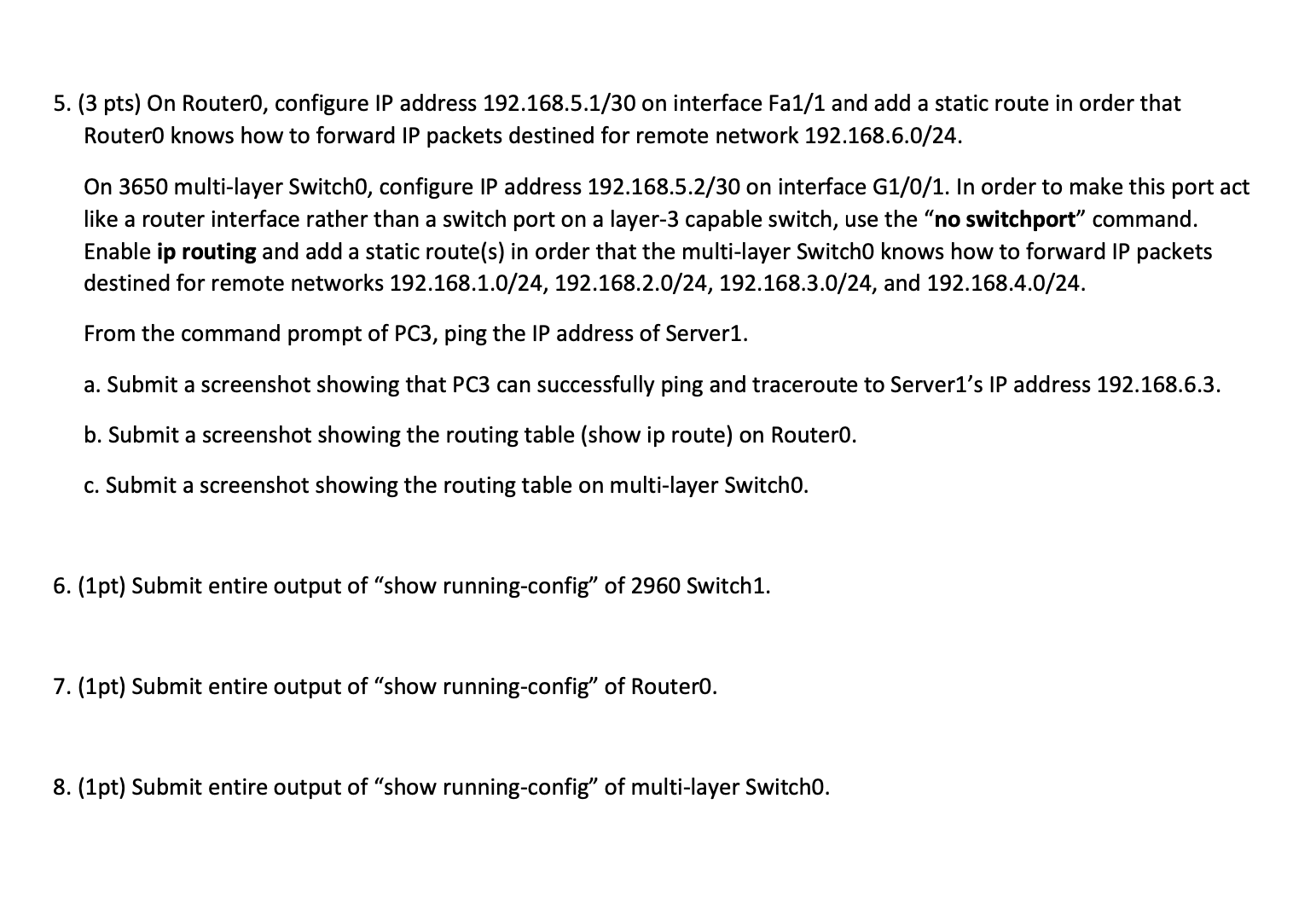 1. (1pt) Use Cisco Packet Tracer to create the | Chegg.com