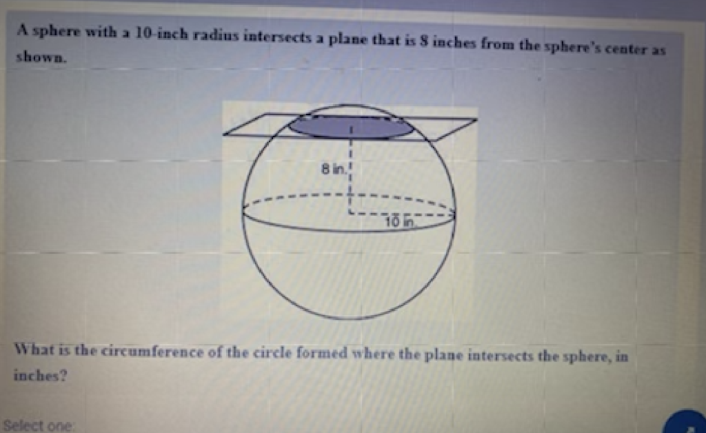 Solved A sphere with a 10-inch radius intersects a plane | Chegg.com