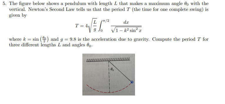 Solved The figure below shows a pendulum with length L that | Chegg.com