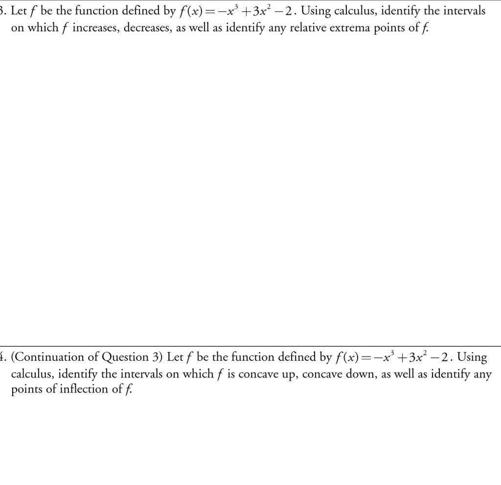 Solved Let f be the function defined by f(x)=−x3+3x2−2. | Chegg.com