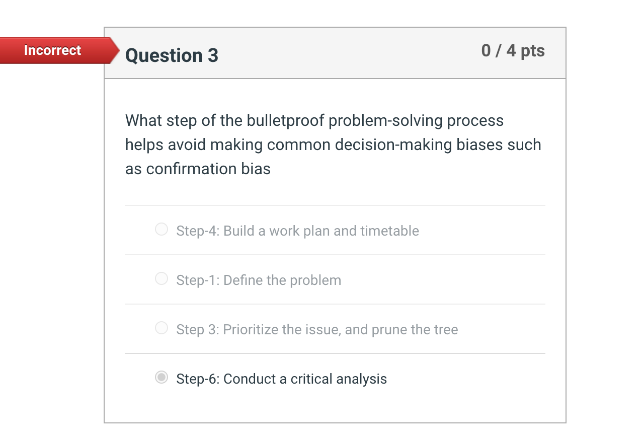 What step of the bulletproof problem-solving process | Chegg.com