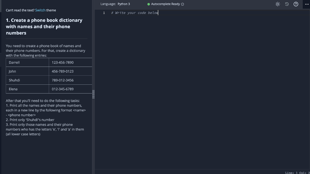 Solved Can't read the text? Switch theme Language: Python 3 | Chegg.com