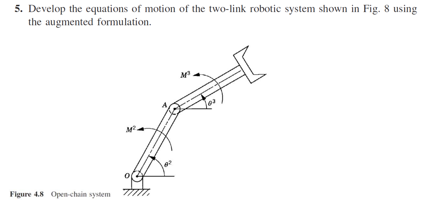 Solved 5. Develop the equations of motion of the two-link | Chegg.com