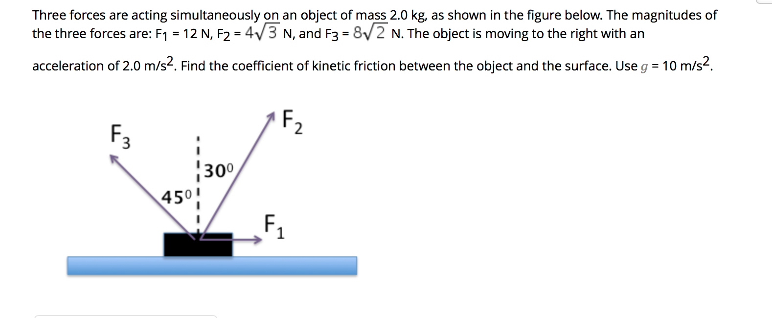 Solved Three forces are acting simultaneously on an object | Chegg.com