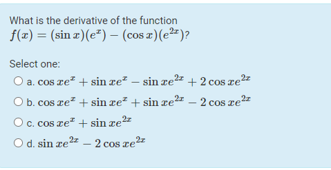 Solved What is the derivative of the function f(x) = (sin | Chegg.com