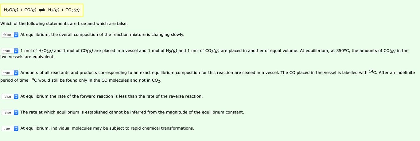 Solved H2O(g) + CO(9) = H2(g) + CO2(9) Which of the | Chegg.com