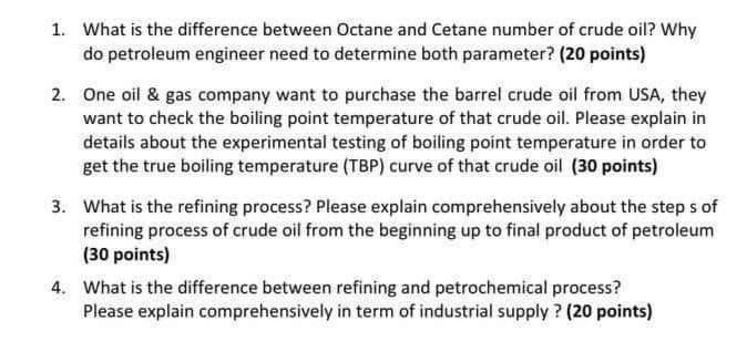 Solved 1. What is the difference between Octane and Cetane | Chegg.com