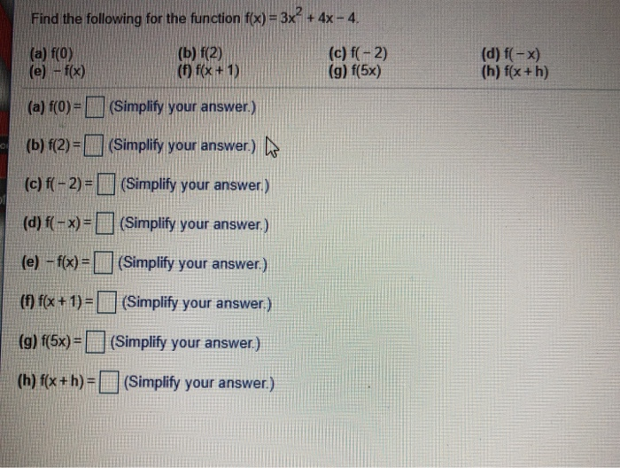 Solved Find the following for the function f(x) = 3x2 + | Chegg.com