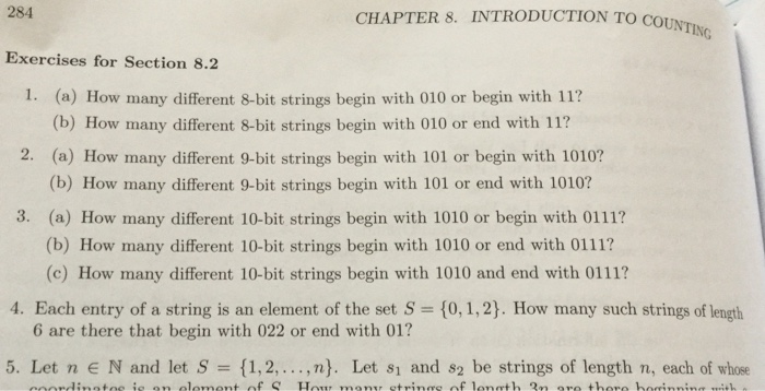 Solved 284 CHAPTER 8. INTRODUCTION TO COUN TING Exercises | Chegg.com